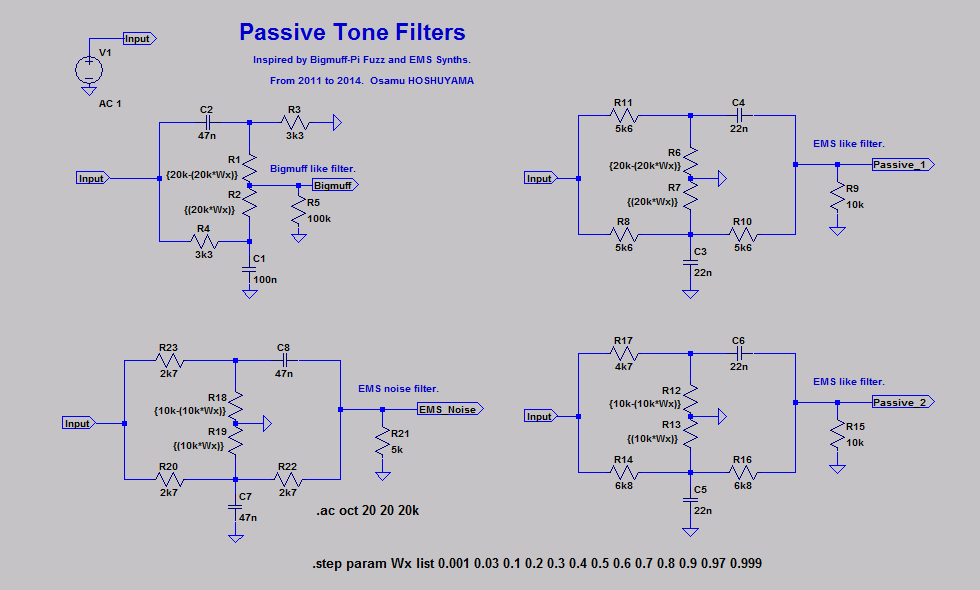 Tone Filters for Noise Pt. 2 Baxandall Style.: アナログ電子楽器の回路を読む2